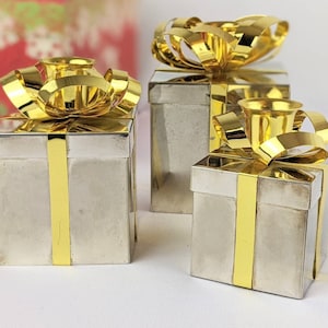 Silver Gold Taper Candle Holders Gift Boxes | Set of 3 Vintage Silver ...