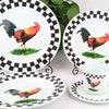 5 PC Melamine Rooster Dinnerware Set Vintage Rooster Chicken Plates ...