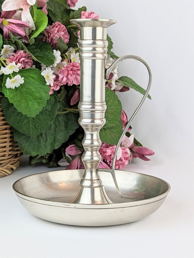 Vintage Silver Candle Holder With Finger Loop Vintage Silver ...