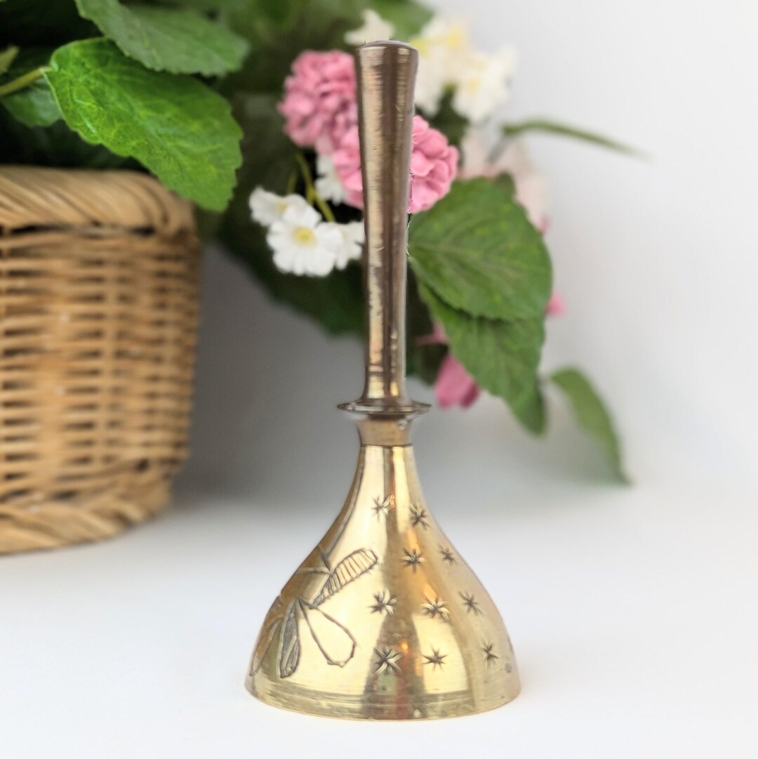 Vintage Etched Brass Bell 5.5