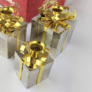 Silver Gold Taper Candle Holders Gift Boxes | Set of 3 Vintage Silver ...