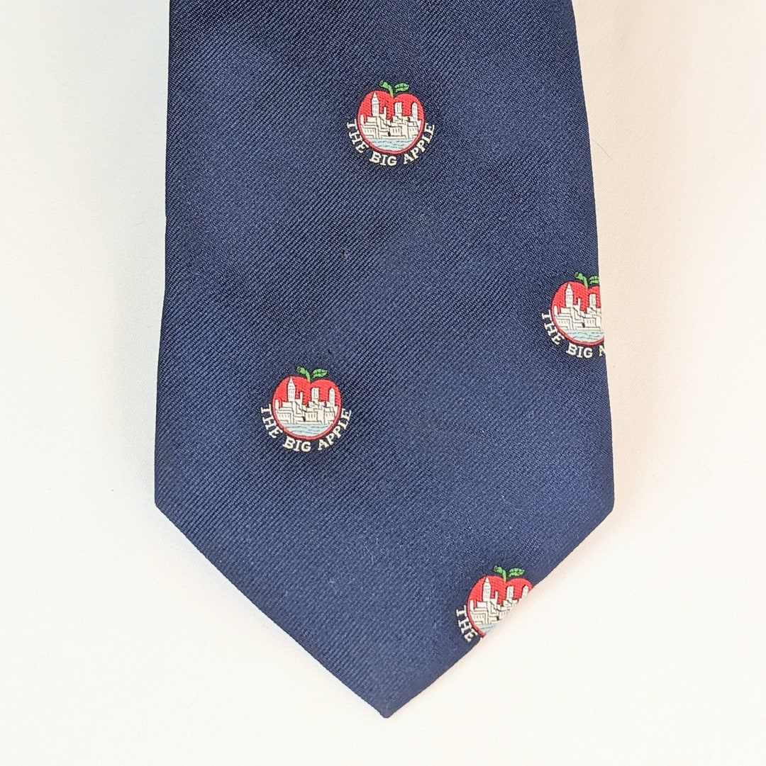 Men's Navy Blue New York the Big Apple Tie | Vintage Navy Blue Kipper ...