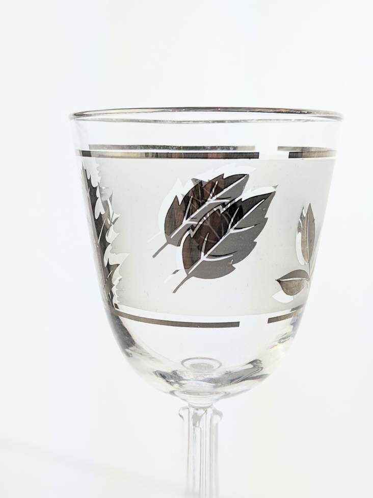 Set of 6 Silver Frosted Glass Water Glasses Vintage MCM - Etsy