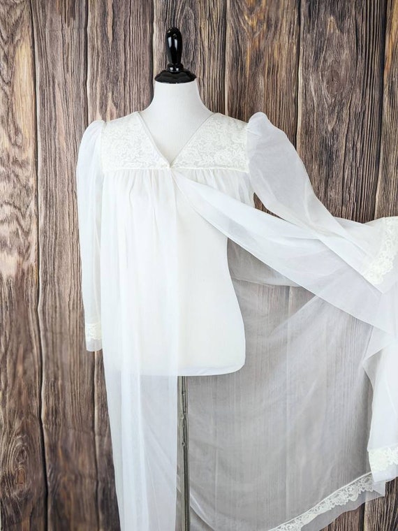 Vtg 1950's Sexy White Sheer Negligee Robe | Women's N… - Gem