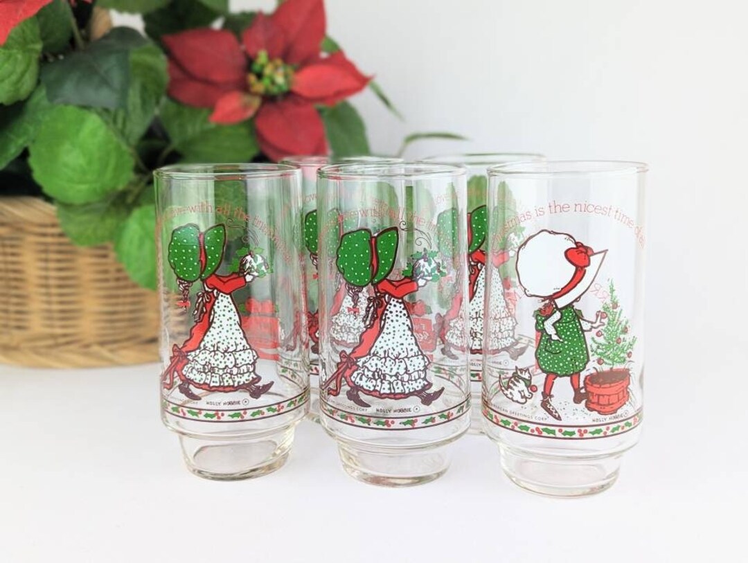 Set Of 5 Holly Hobbie Promotional Glasses Vintage 1970s Coca Cola Promo