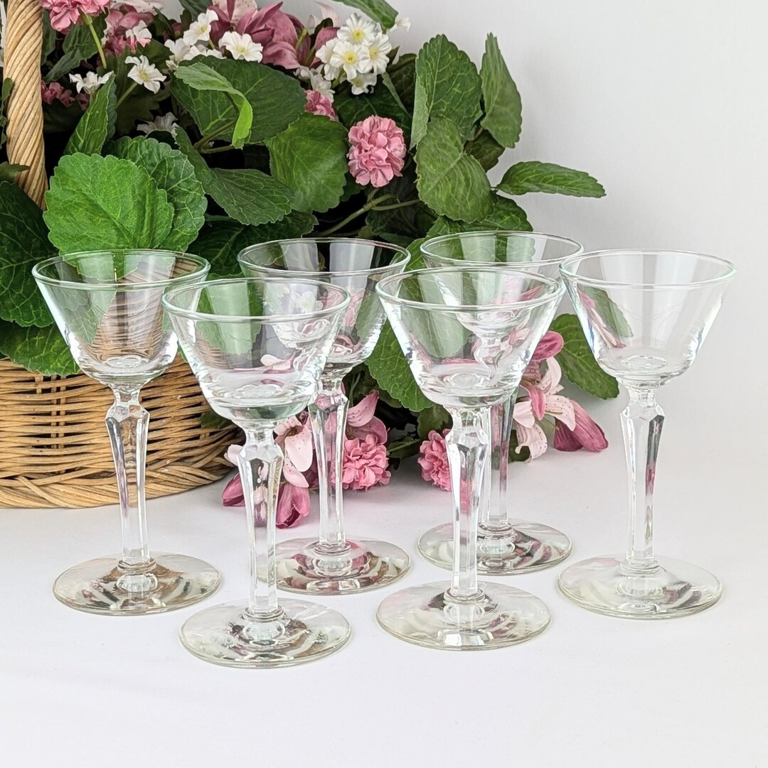 Set of 6 MCM 1950s Libbey Clear Glass Liquor Cocktail Glasses Vintage 2 ...