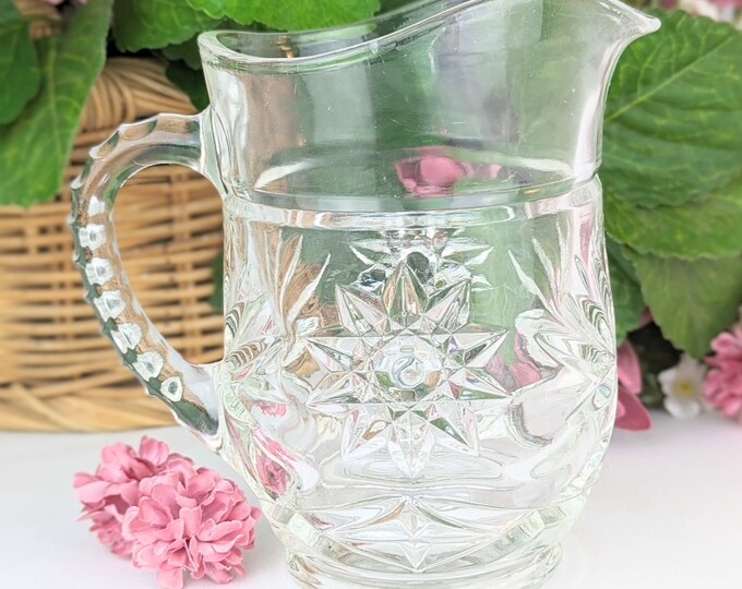 Vintage Clear Glass Small Water Pitcher Personal Guest Room | Anchor ...
