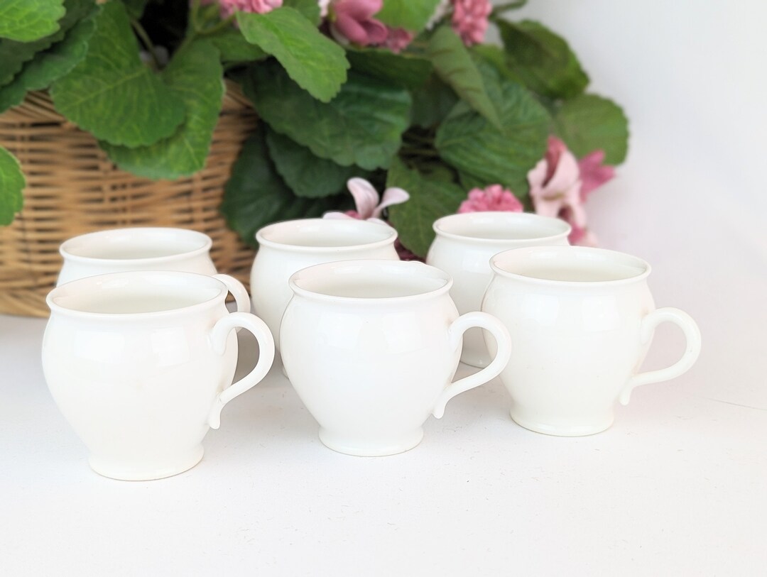 Set of 6 White Porcelain Espresso Cups | Vintage White Porcelain ...