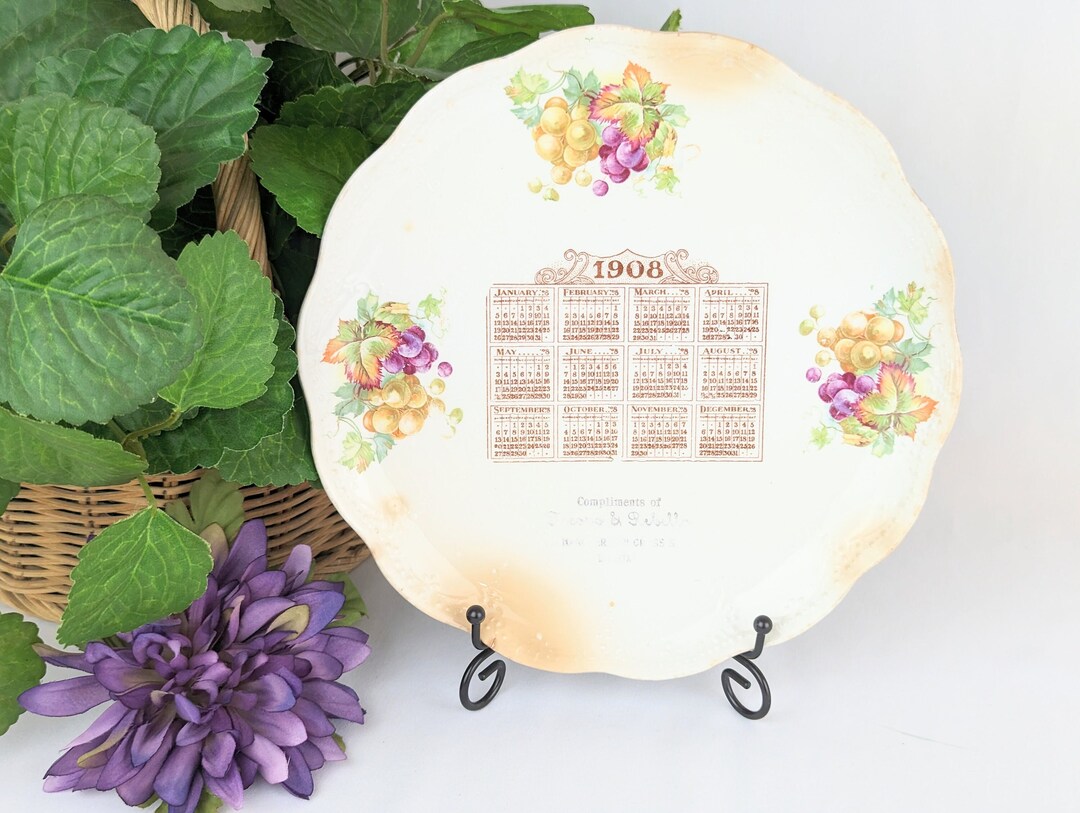 Antique 1908 Fruit Harvest Calendar Decorative Plate | Porcelain ...