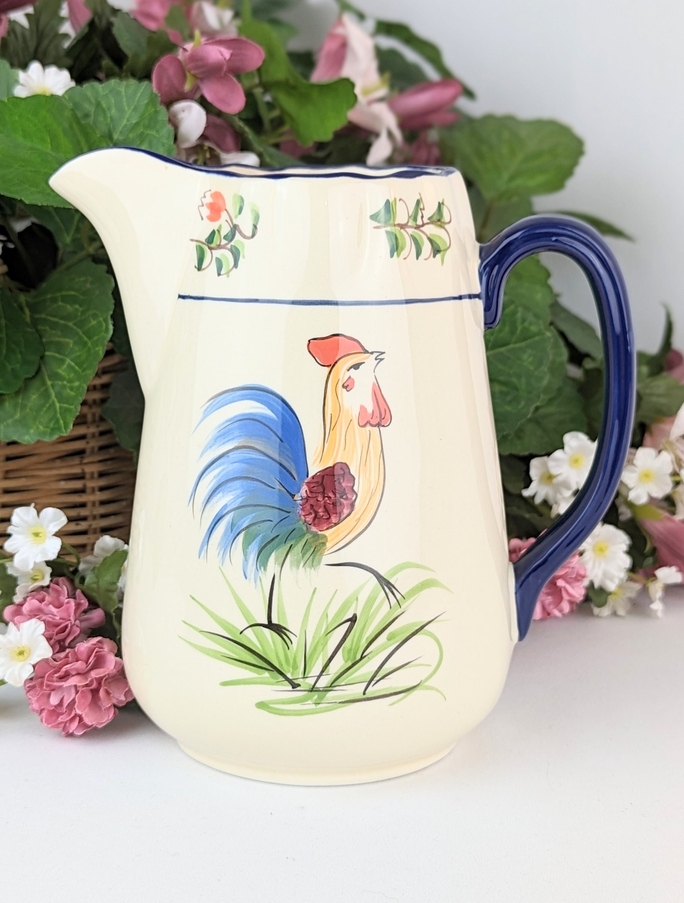 Rustic Farmhouse Rooster Pitcher Country Homestead Rooster - Etsy