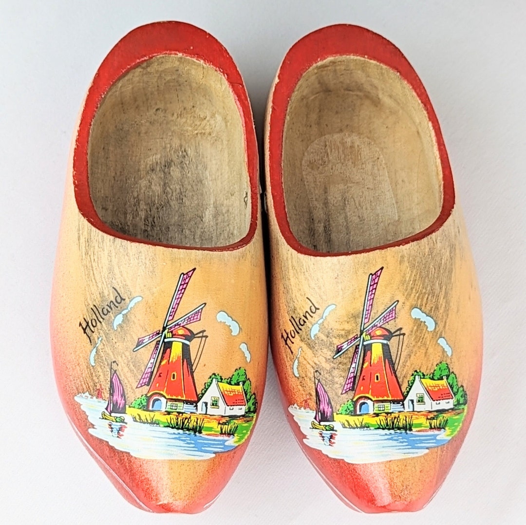 Small Authentic Holland Dutch Wooden Clogs AS IS Vintage Handcarved ...