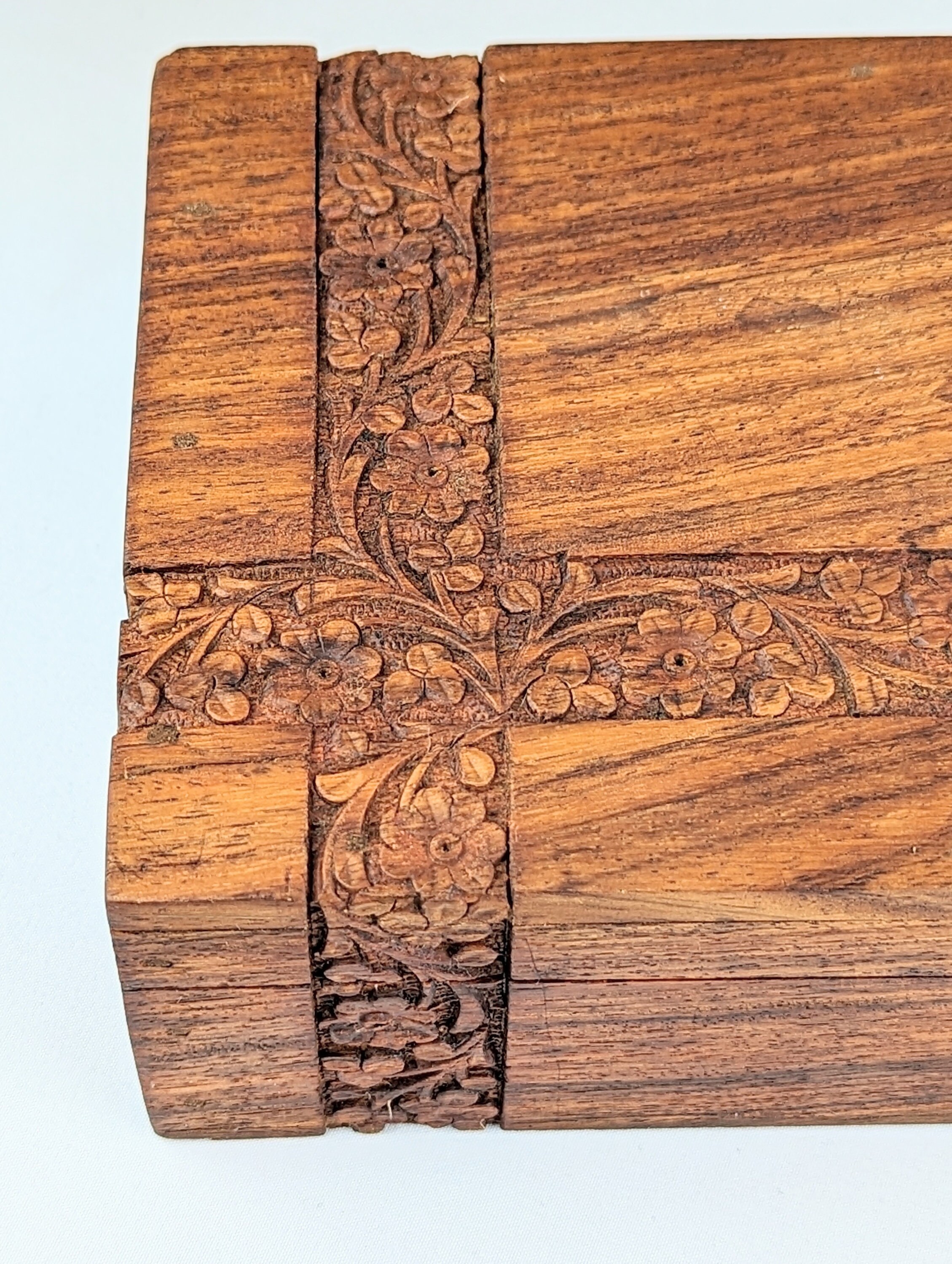 Carved Wood Storage Keepsake Box Hand Carved Wooden Hinged - Etsy