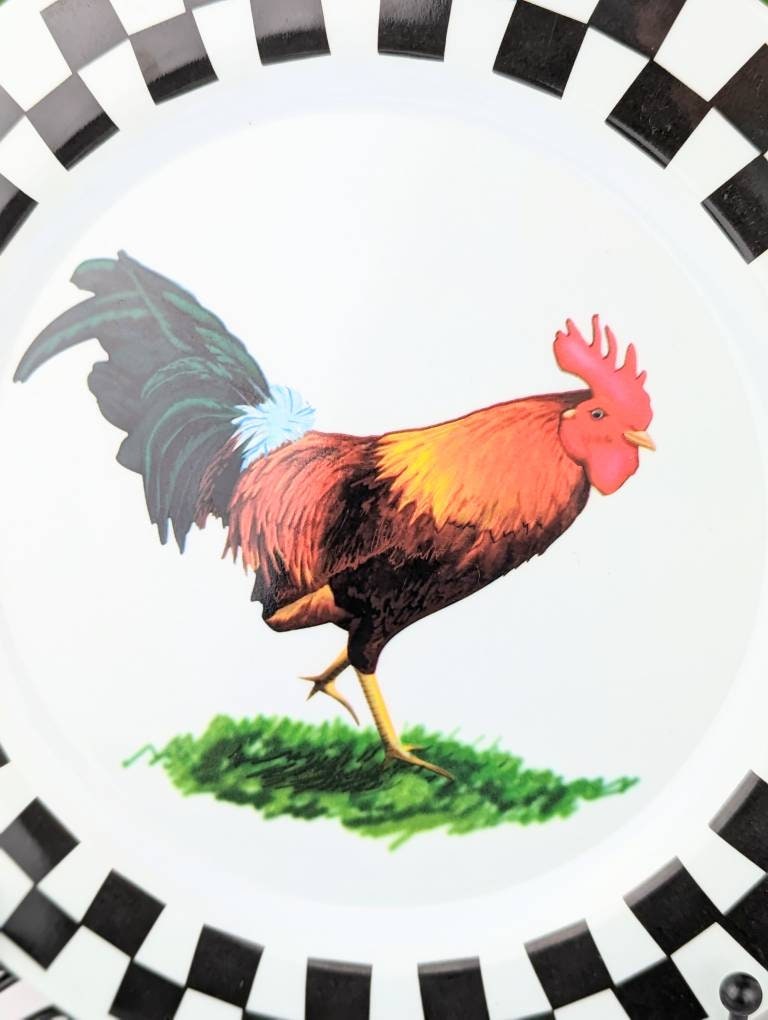 5 PC Melamine Rooster Dinnerware Set Vintage Rooster Chicken Plates ...