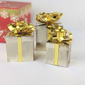 Silver Gold Taper Candle Holders Gift Boxes | Set of 3 Vintage Silver ...