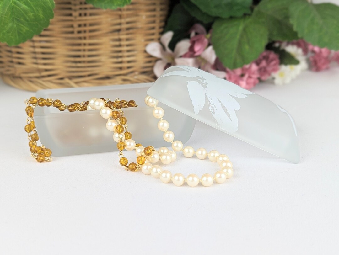 Small Opaque Glass Rectangle Box With Lid | Vintage 1980s Frosted Glass ...