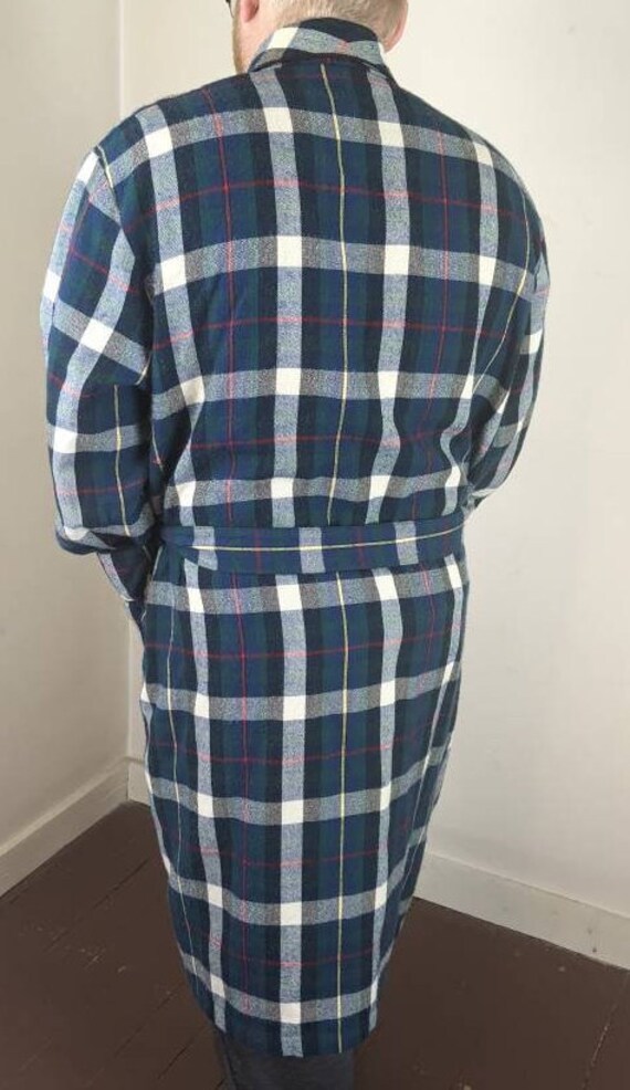 Vintage Men's 1960s Blue Tartan Plaid Robe | Vtg Mens… - Gem
