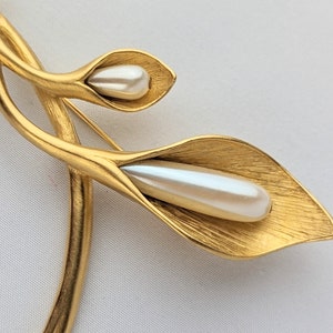 Calla Lily Floral Faux Pearl 4 Brooch Pin Vintage Piscitelli 1980s ...