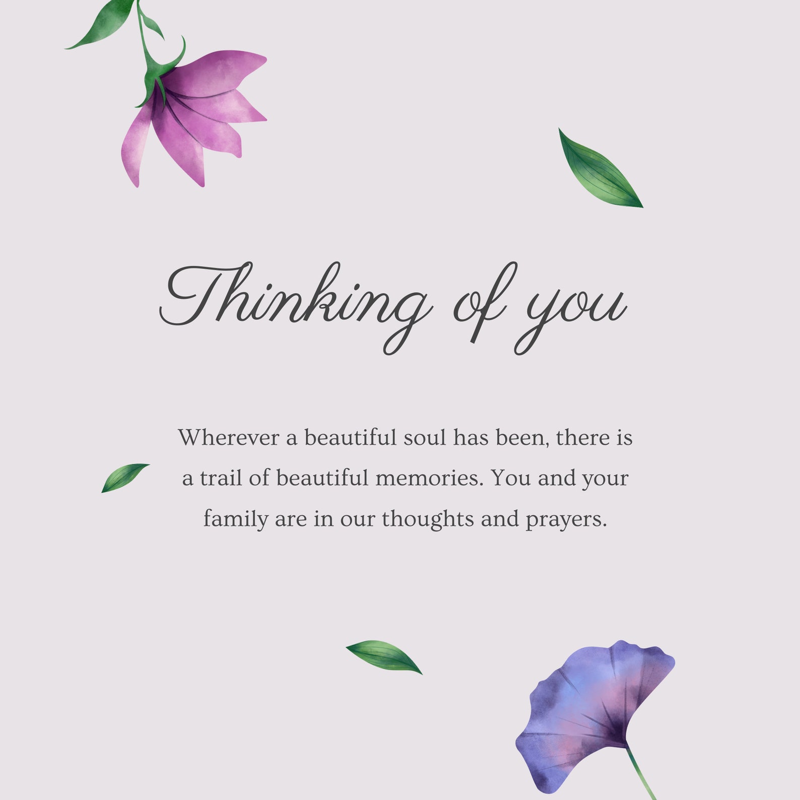 Condolences Digital Card | Sympathy Card | Thoughts and Prayers Card ...