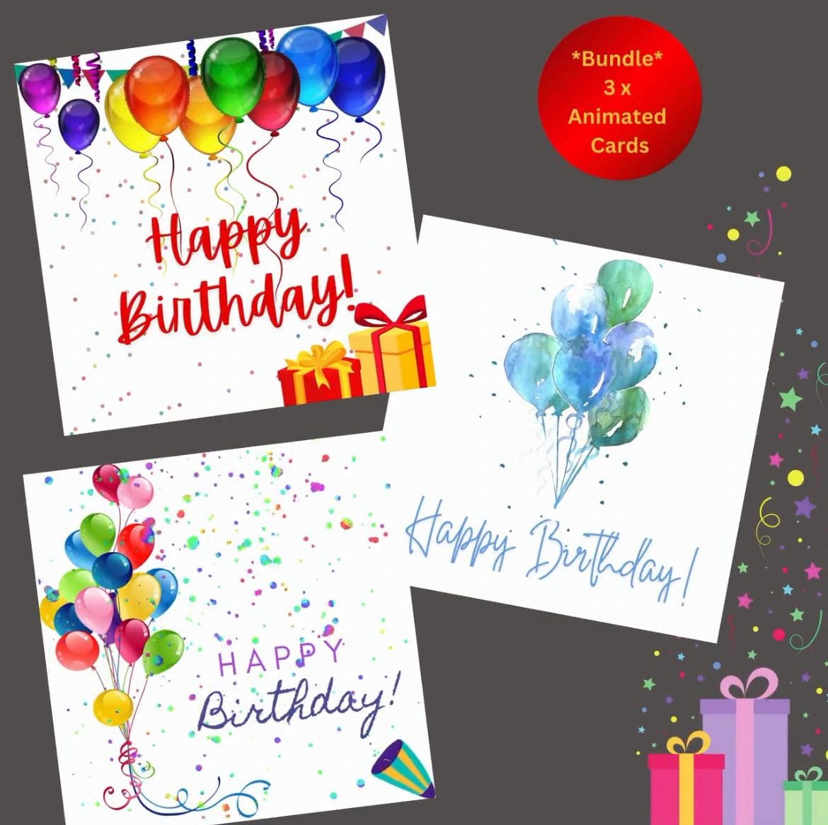 Happy Birthday Digital Cards | Bundle X 3 Cards | Happy Birthday ...