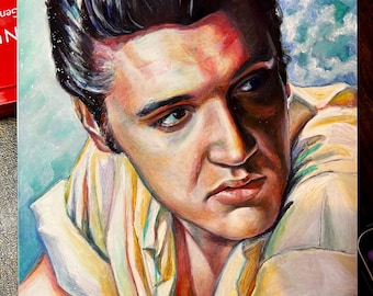 Elvis Presley the King Black Velvet Original Oil Painting Handpainted ...