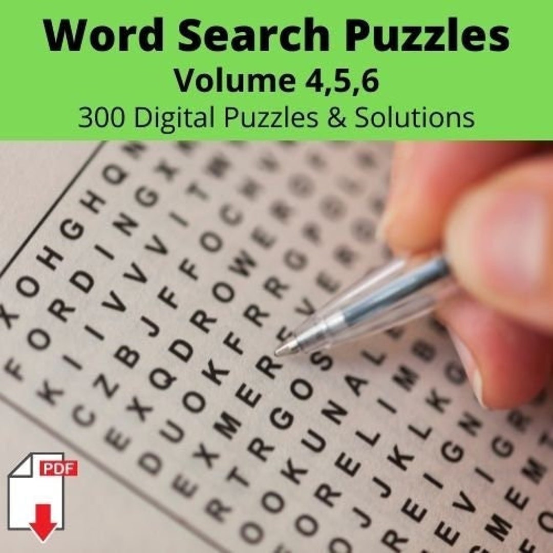 300 Word Search Puzzles With Solutions Volume 4,5,6 Instant Digital ...