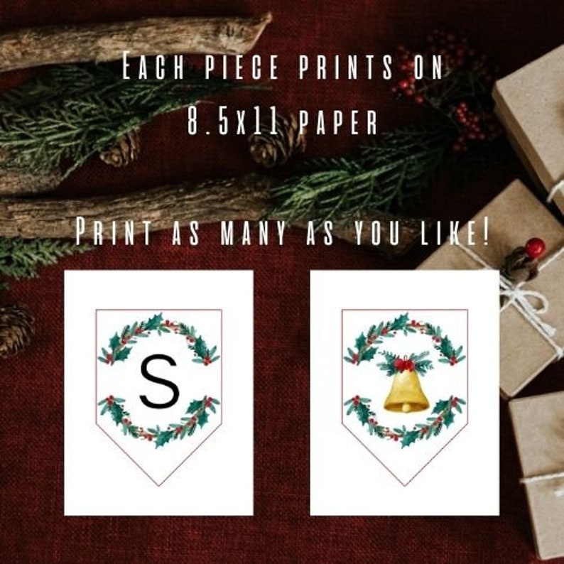 Printable Christmas Bunting, Holiday Bunting, Christmas Banner, Holiday ...