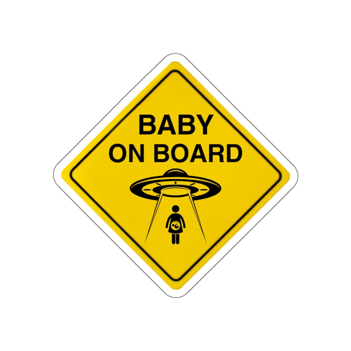 Baby on Board Caution Decal Funny Alien Abduction Meme 5x5 Inch Vinyl ...