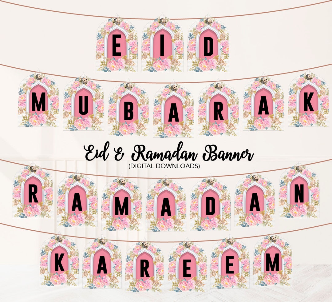 Printable Eid Ramadan Banner, Ramadan Eid Decor, Eid Mubarak Banner ...