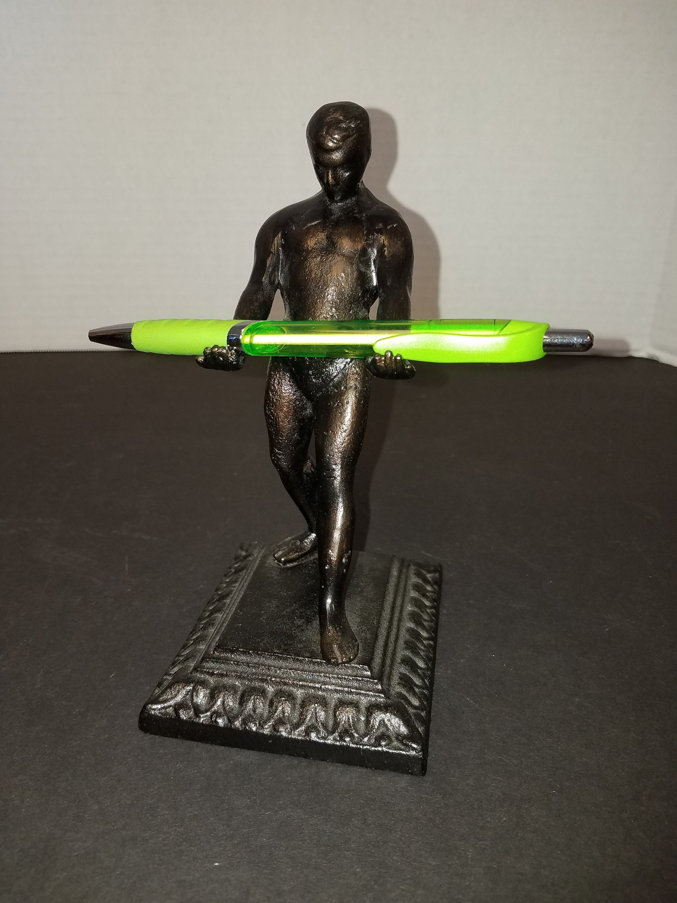 Antique Cast Iron Pen Holder Pen Holder Statue of Man With Arms Out-7 ...