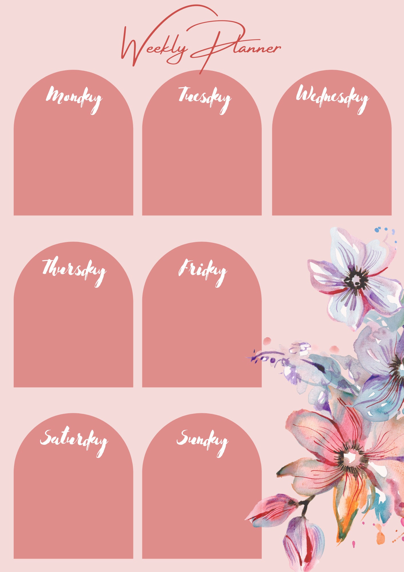 Digital Weekly Planner [printable Planner) PDF Instant Download - Etsy