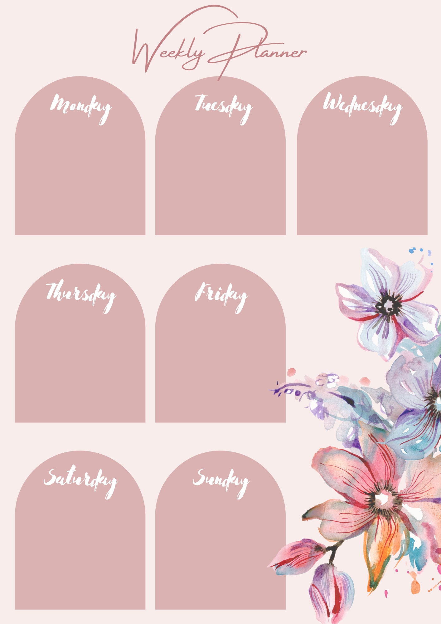 Digital Weekly Planner [printable Planner) PDF Instant Download - Etsy