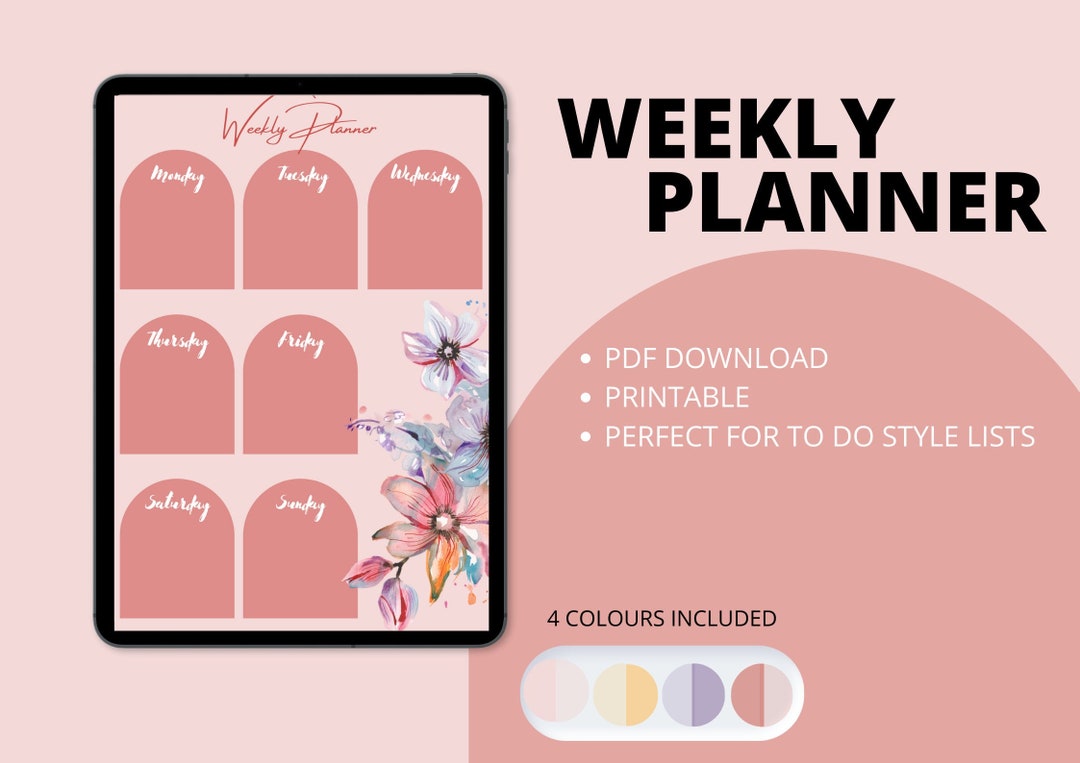 Digital Weekly Planner [printable Planner) PDF Instant Download - Etsy