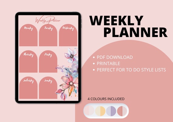 Digital Weekly Planner printable Planner PDF Instant - Etsy