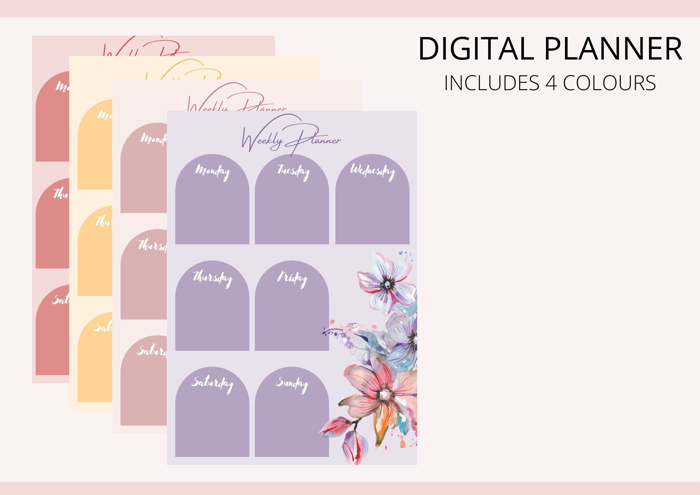 Digital Weekly Planner [printable Planner) PDF Instant Download - Etsy