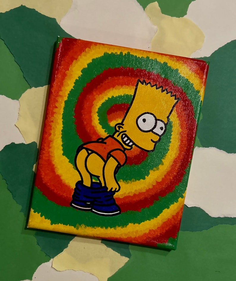 Bart Simpson Mooning Tye Dye Background for Wall Decor, Room Decor ...