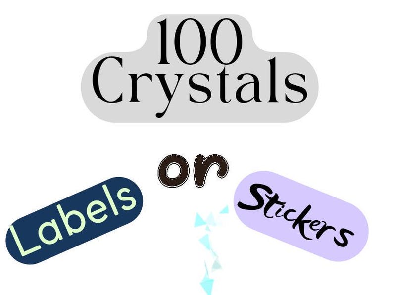 100 Crystal Labels/ Crystal Stickers/ Crystal Meanings Cards/ Crystal ...
