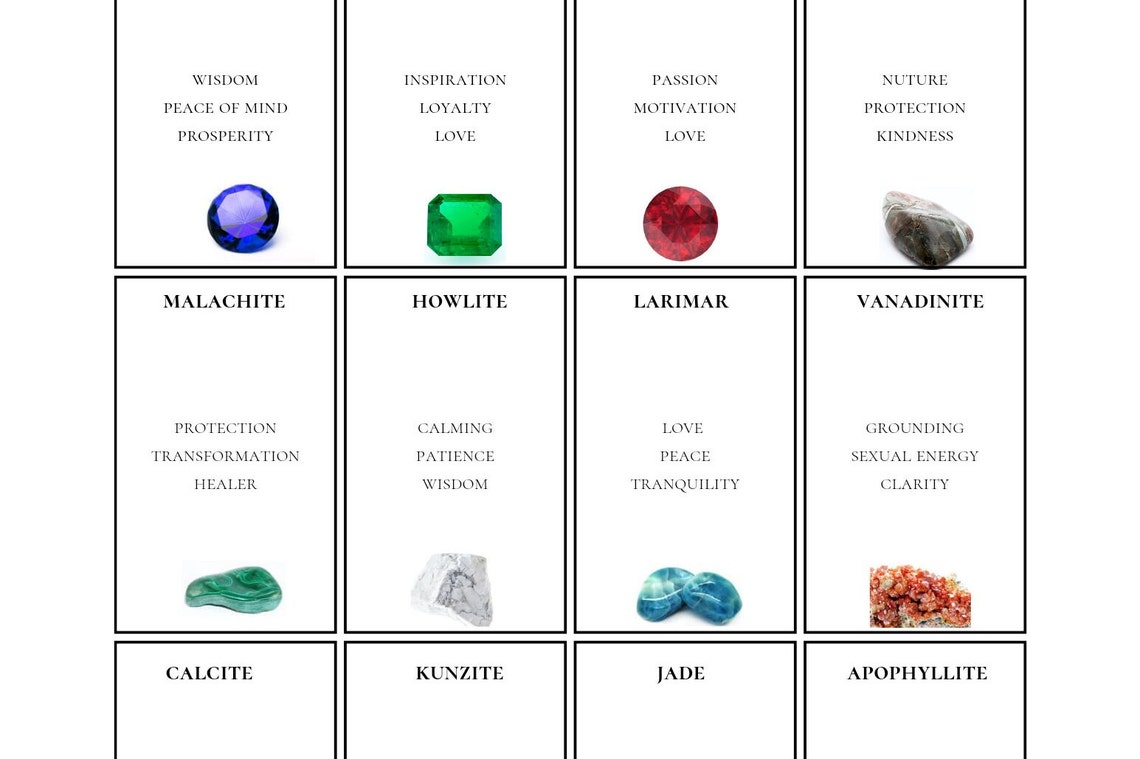 Crystal Chart/ Crystal Meaning PDF/ Crystal Cards - Etsy