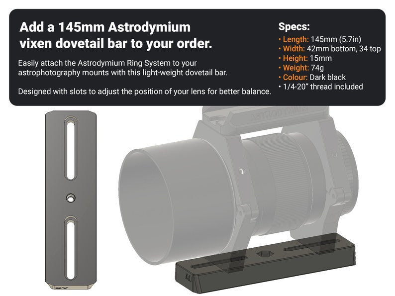 Astrodymium Ring System With ZWO EAF Bracket & ASIAIR Mount for Rokinon ...