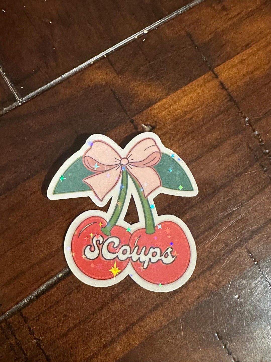 Cherry on Coup - Scoups Holographic Emoji Sticker - Etsy