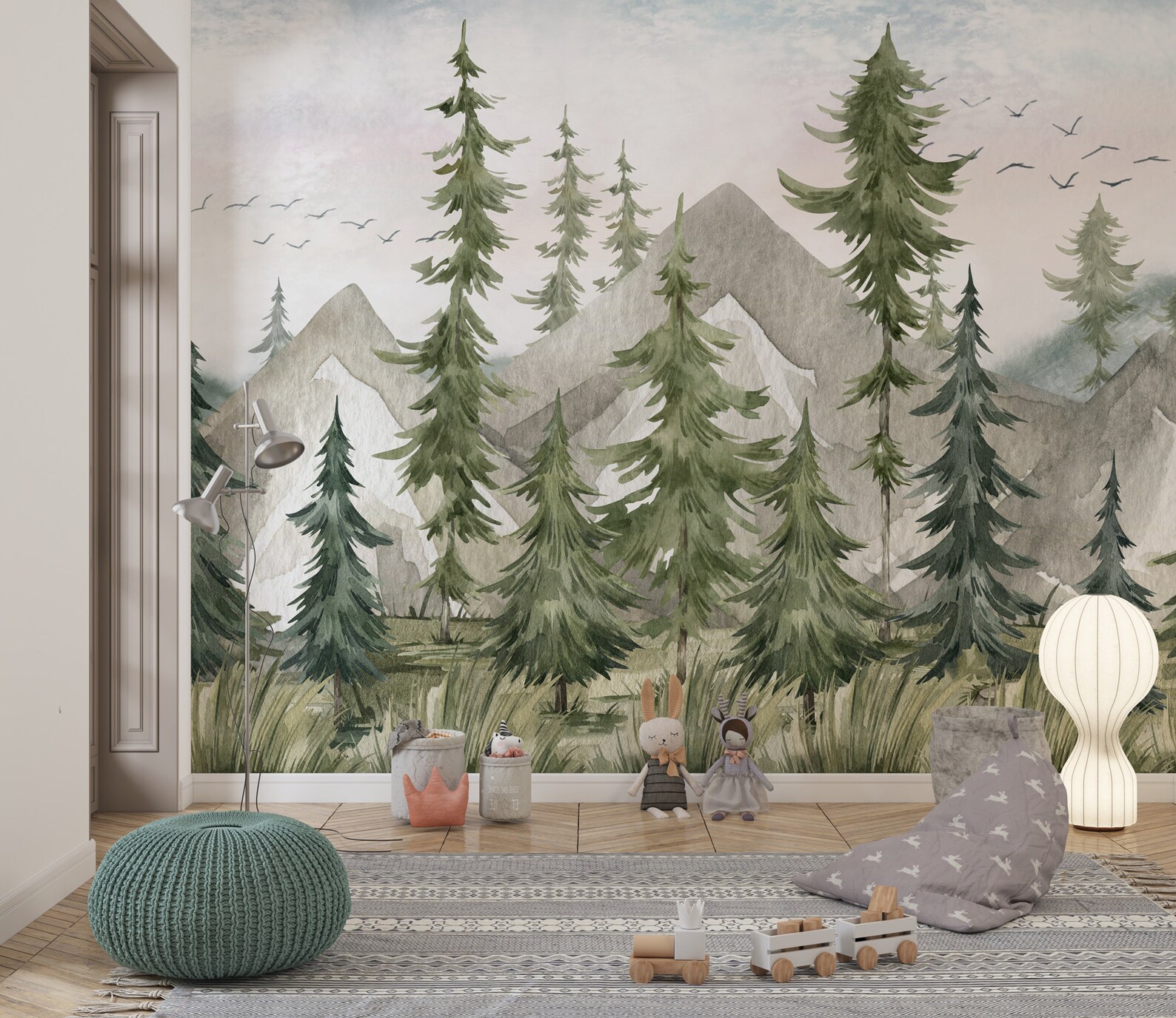 Kids Wallpaper Kids Forest Wallpaper Nursery Pine Tree | Etsy