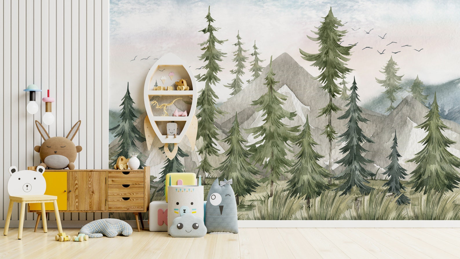 Kids Wallpaper Kids Forest Wallpaper Nursery Pine Tree | Etsy