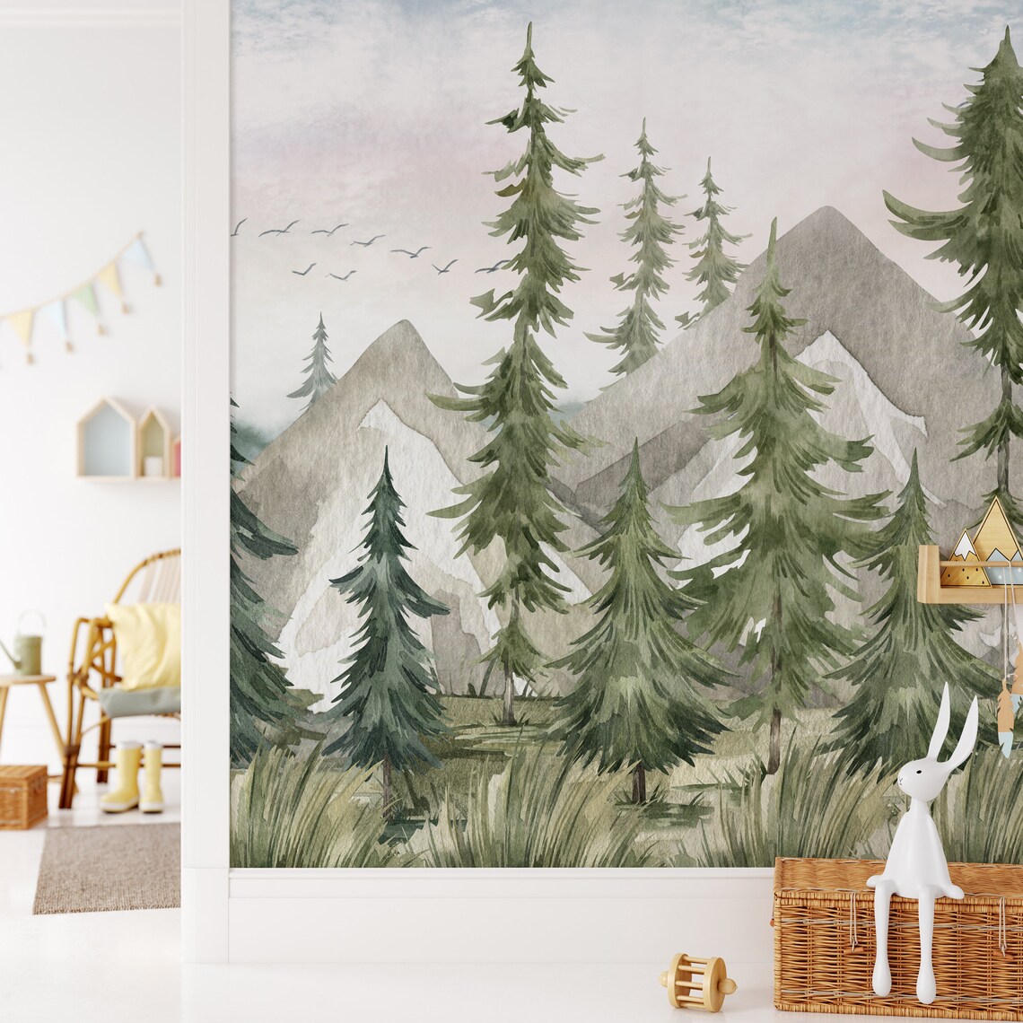 Kids Wallpaper Kids Forest Wallpaper Nursery Pine Tree | Etsy