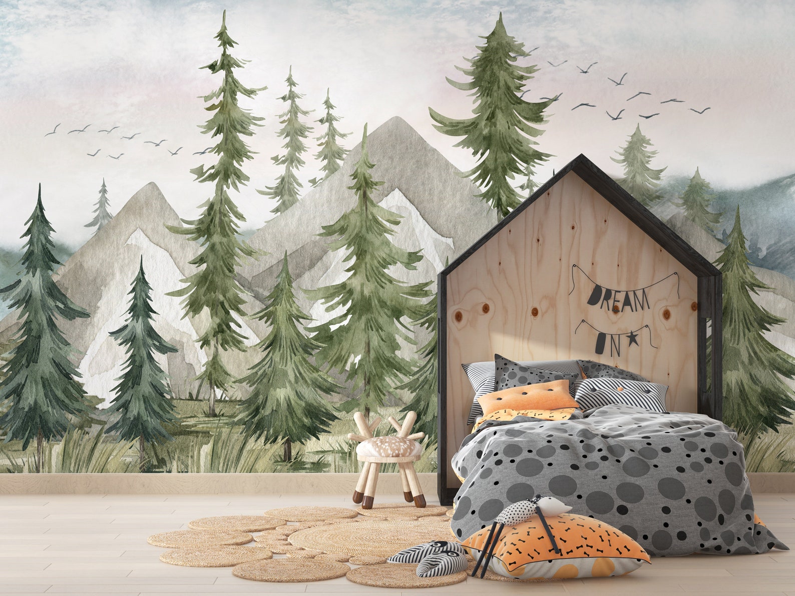 Kids Wallpaper Kids Forest Wallpaper Nursery Pine Tree | Etsy