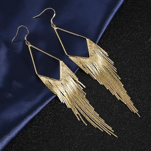 Gold Fringe Earrings - Etsy