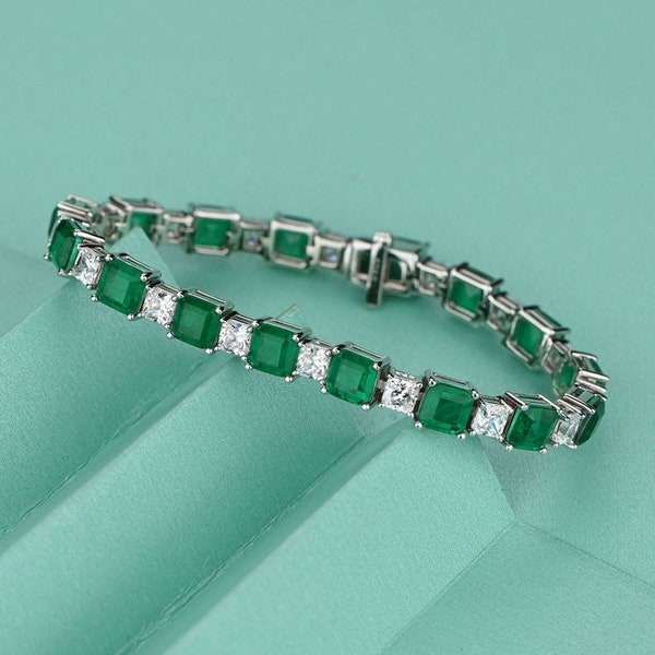 Lab Created Emerald Tennis Bracelet - Etsy