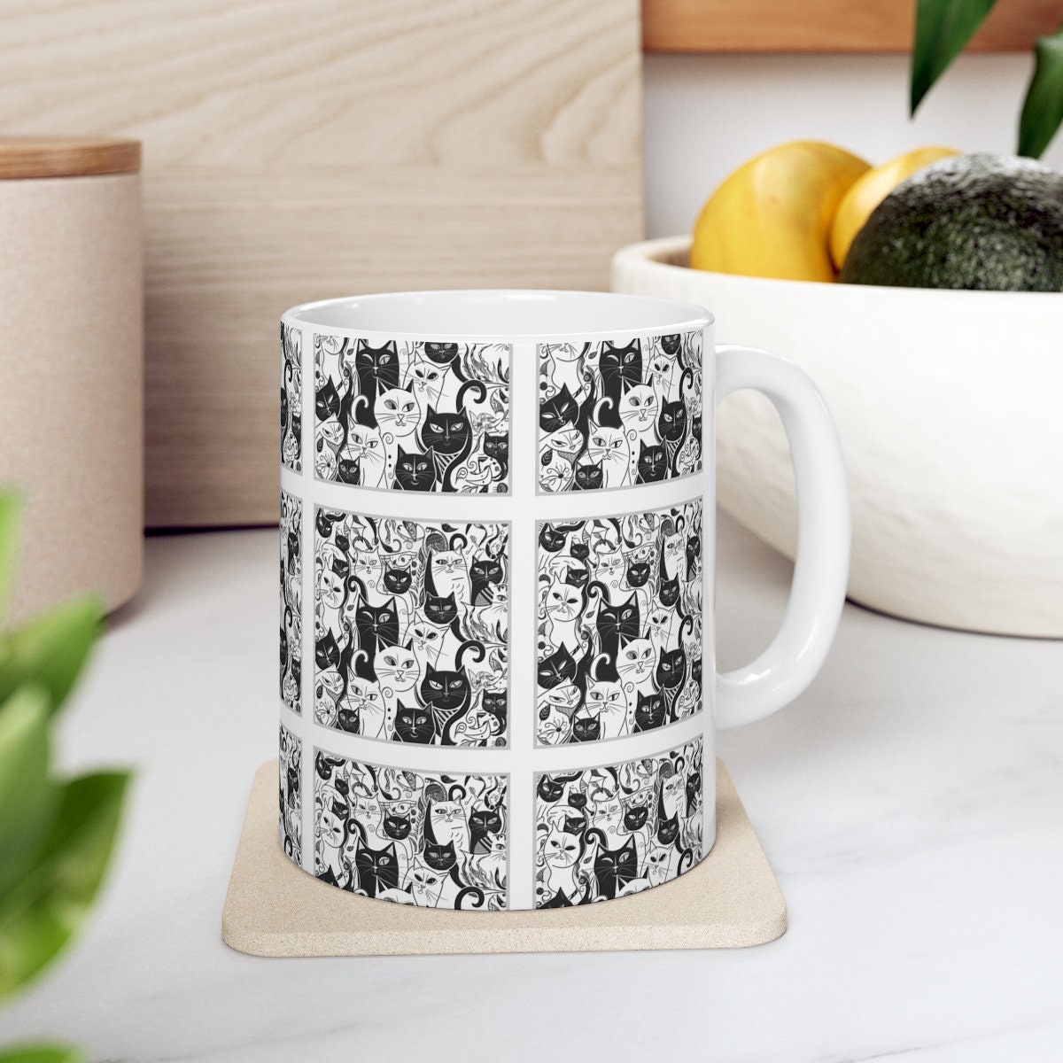 Black and White Cat Mug - Etsy