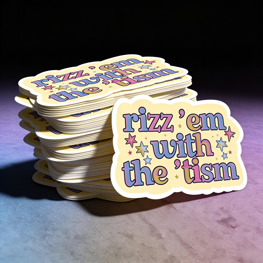 Autism Awareness Vinyl Sticker: "rizz 'em With the 'tism" Laptop, Water ...