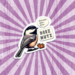 Chickadee Deez Nutz Vinyl Sticker | Laptop Decal | Bird Lover Gift ...