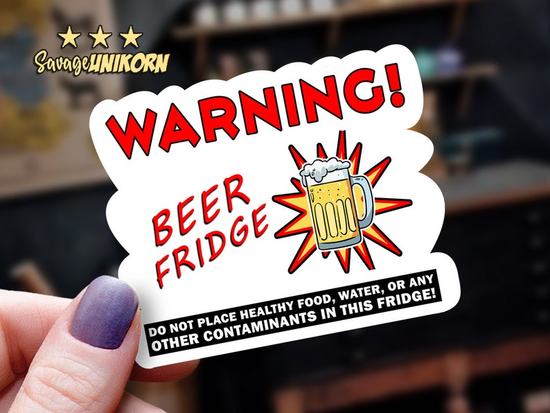 Warning Beer Fridge Vinyl Sticker: Waterproof Decal - Etsy
