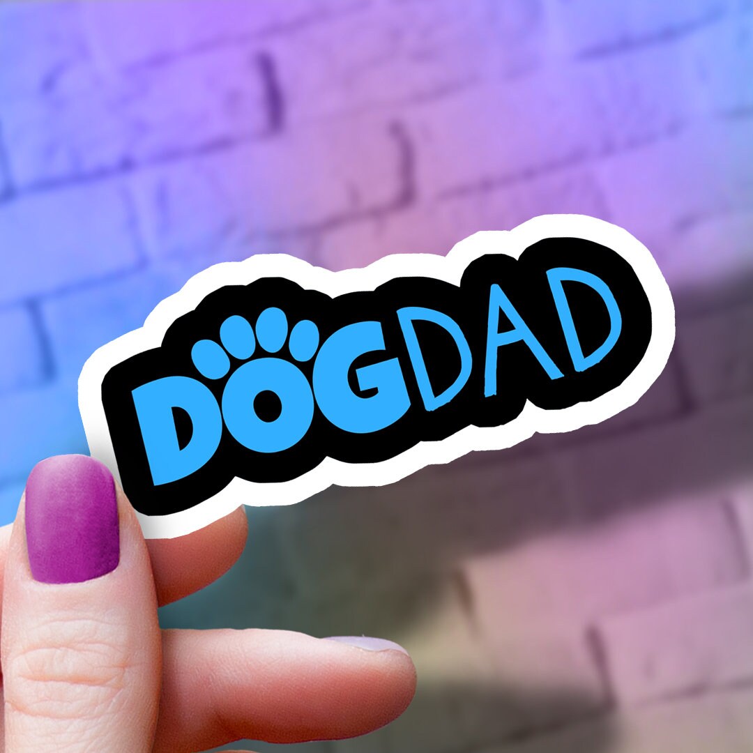 Paw Print Blue Dog Dad Sticker | Puppy Dog Lover Vinyl Decal | Bumper ...